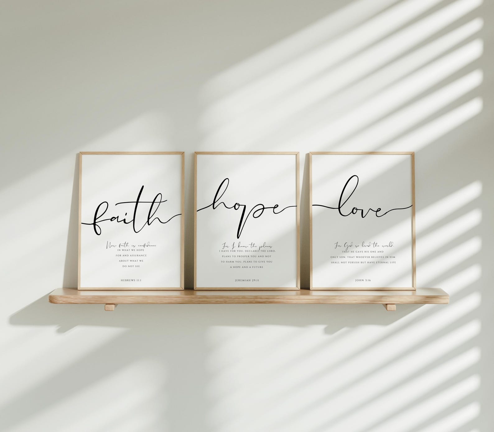 Set of 3 Faith Hope Love Bible Verse Wall Art Prints Scripture Home ...