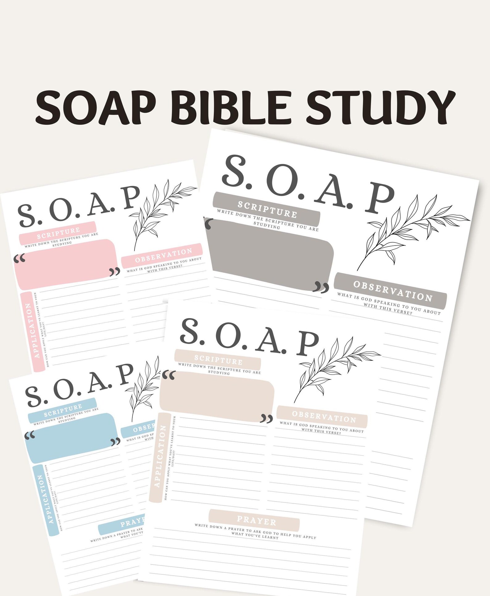 Printable SOAP Bible Study Template SOAP Study Method Bible Study ...