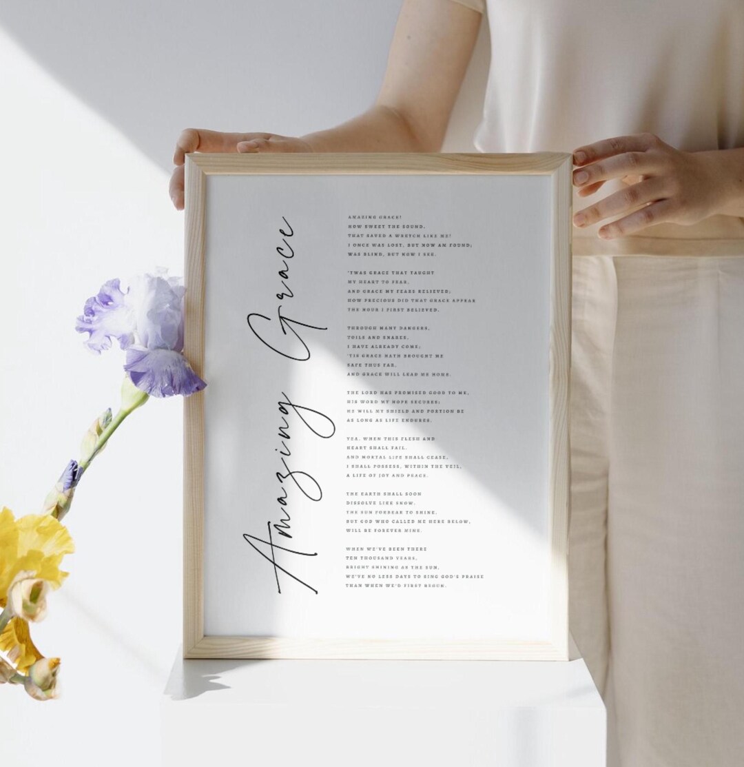 Amazing Grace Printable Wall Art, Christian Hymn Printable, Amazing ...