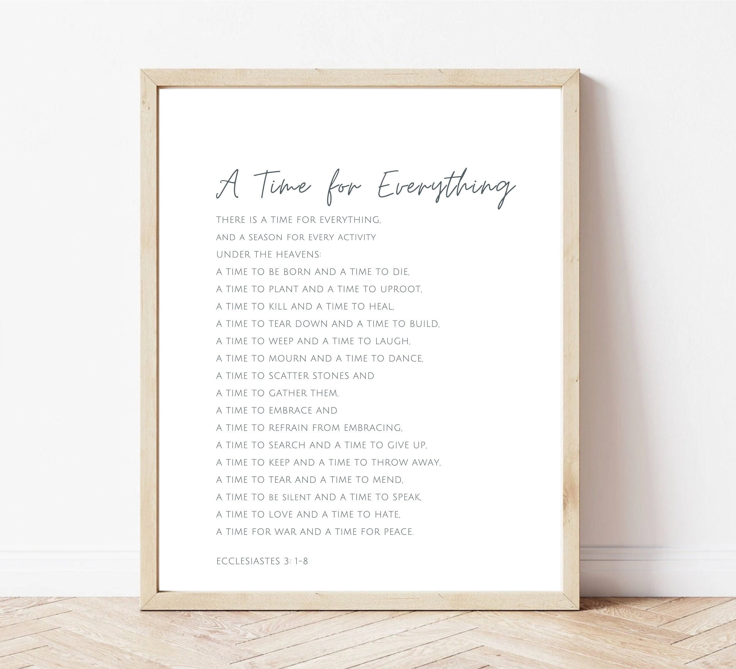 Prediger 3: 1-8 Es gibt eine Zeit für alles Bibel Vers Schriftzeichen ...