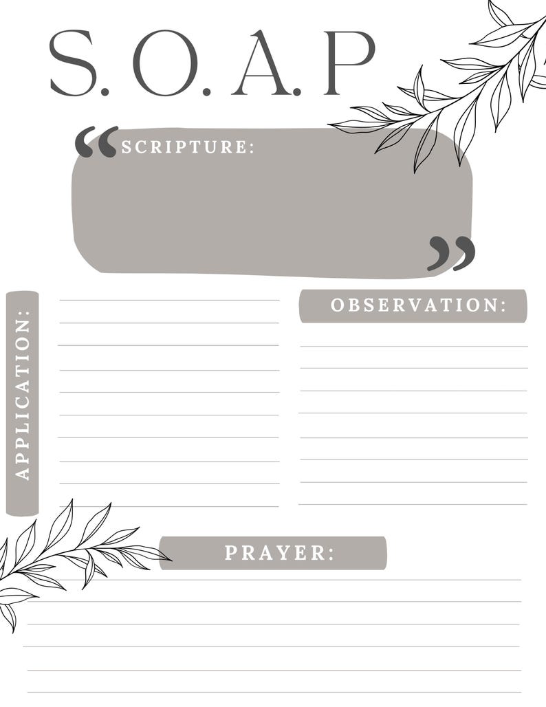 Printable SOAP Bible Study Template SOAP Study Method Bible Study ...