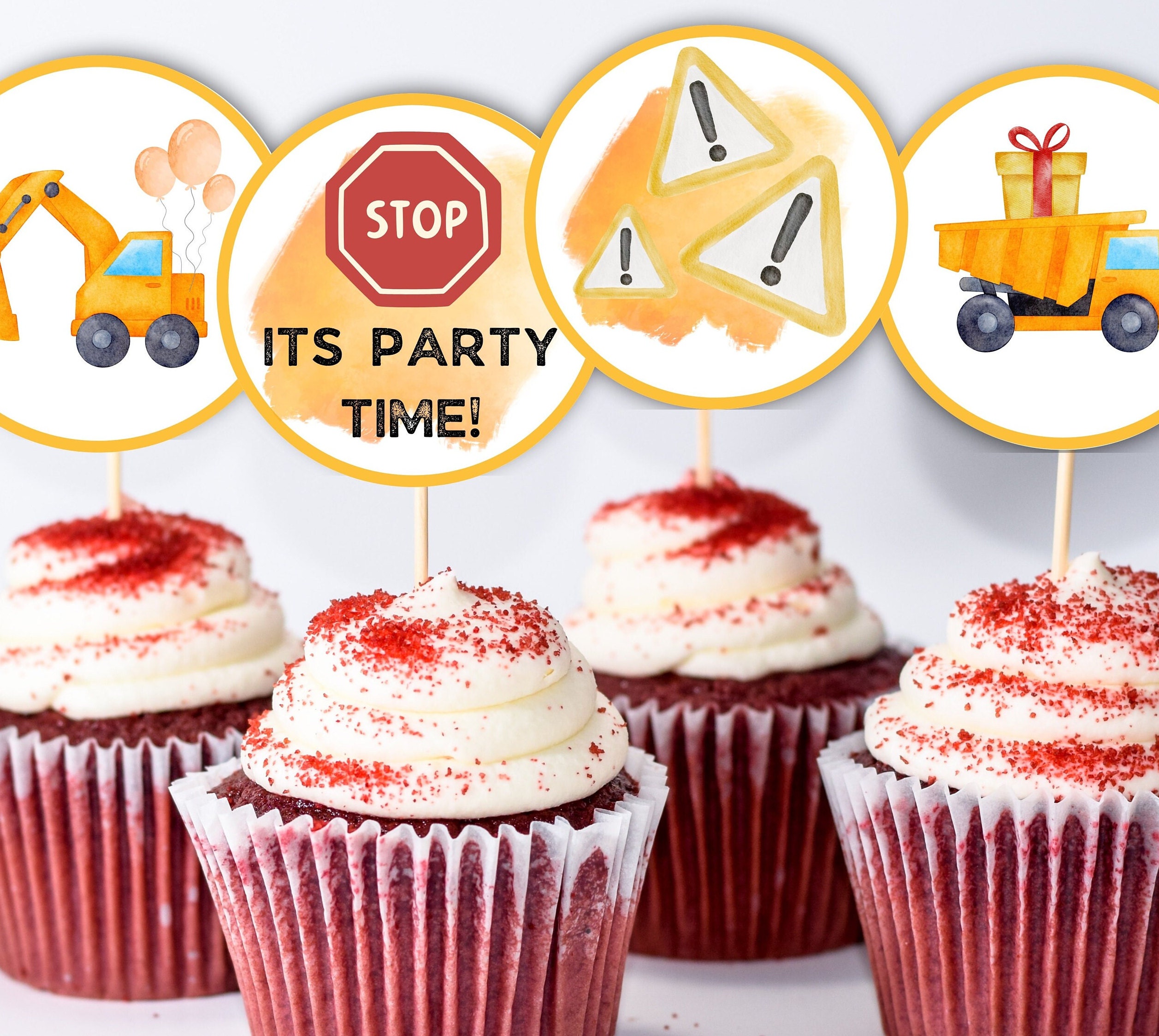 Editable Construction Birthday Cupcake Toppers Party Dump Truck Invite ...
