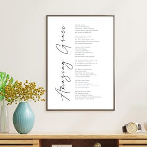 Amazing Grace Printable Wall Art, Christian Hymn Printable, Amazing ...