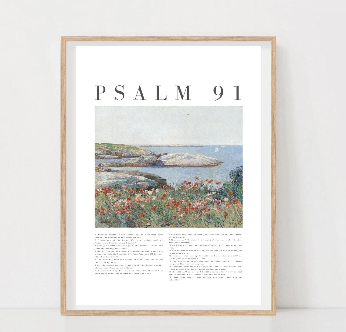 Psalm 91 Wall Art, Bible Verse Poster for Christians, Vintage Scripture ...