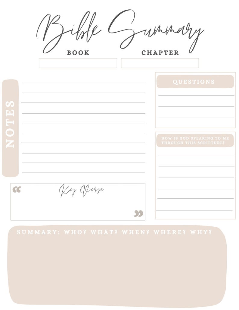 Bible Study Bundle Digital Bible Template Bible Summary SOAP Journal ...