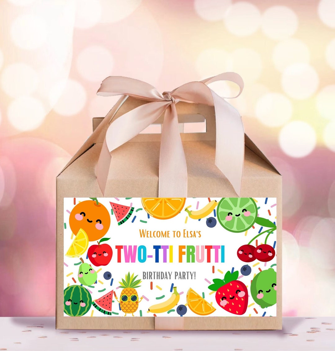 Editable Two-tti Frutti 2nd Birthday Party Box Label Twotti Frutti ...