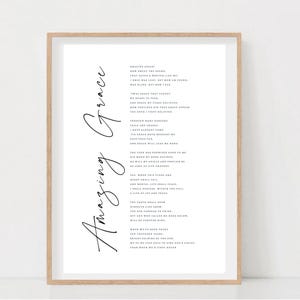 Amazing Grace Printable Wall Art, Christian Hymn Printable, Amazing ...