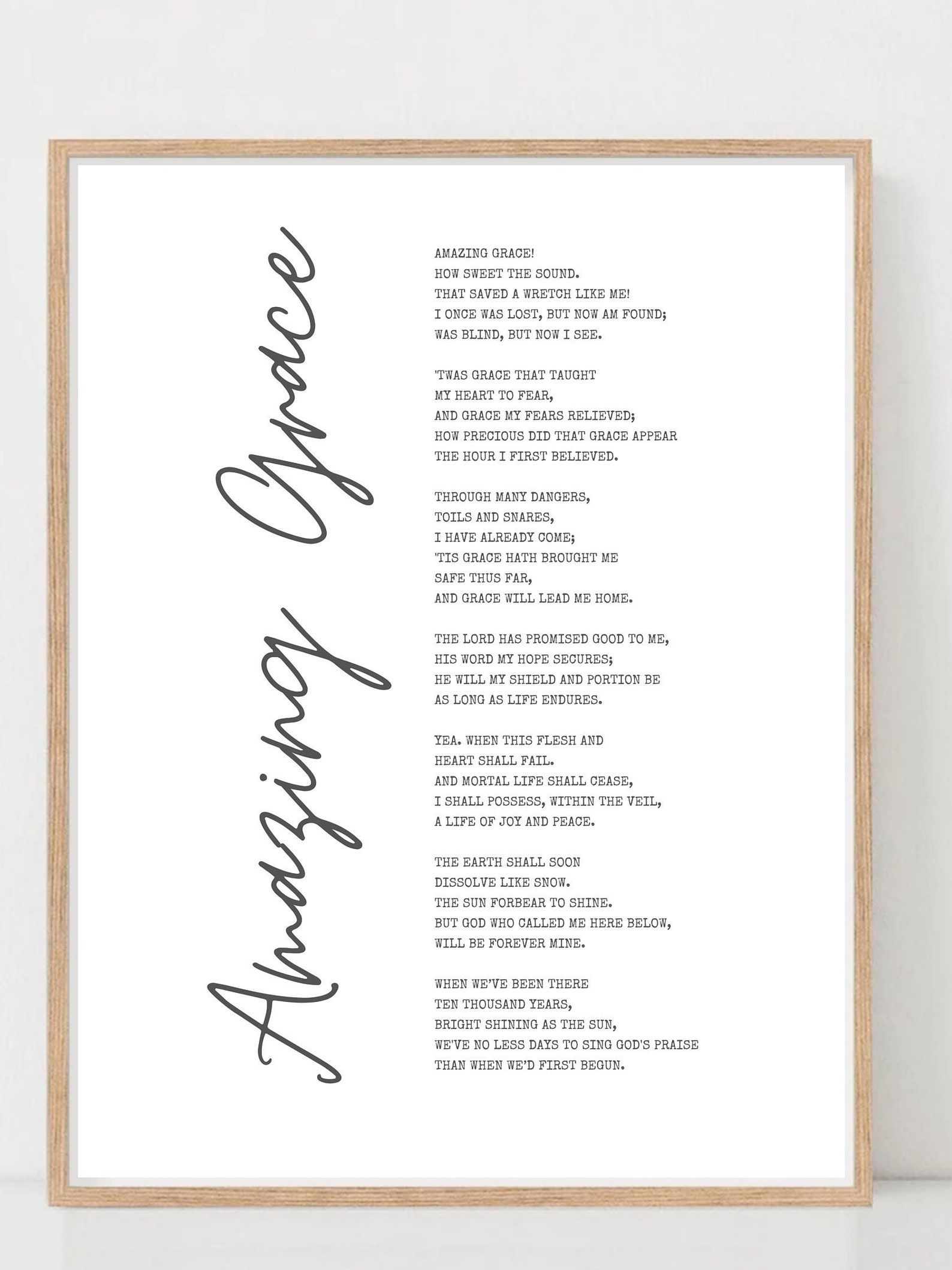 Amazing Grace Printable Wall Art Christian Hymn Printable - Etsy