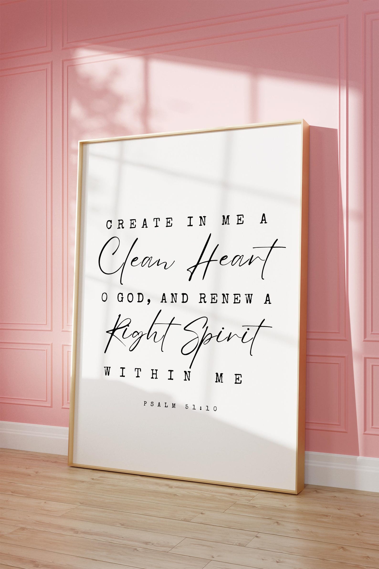 Psalm 51:10 Scripture Print, Minimalist Christian Wall Art (digital ...