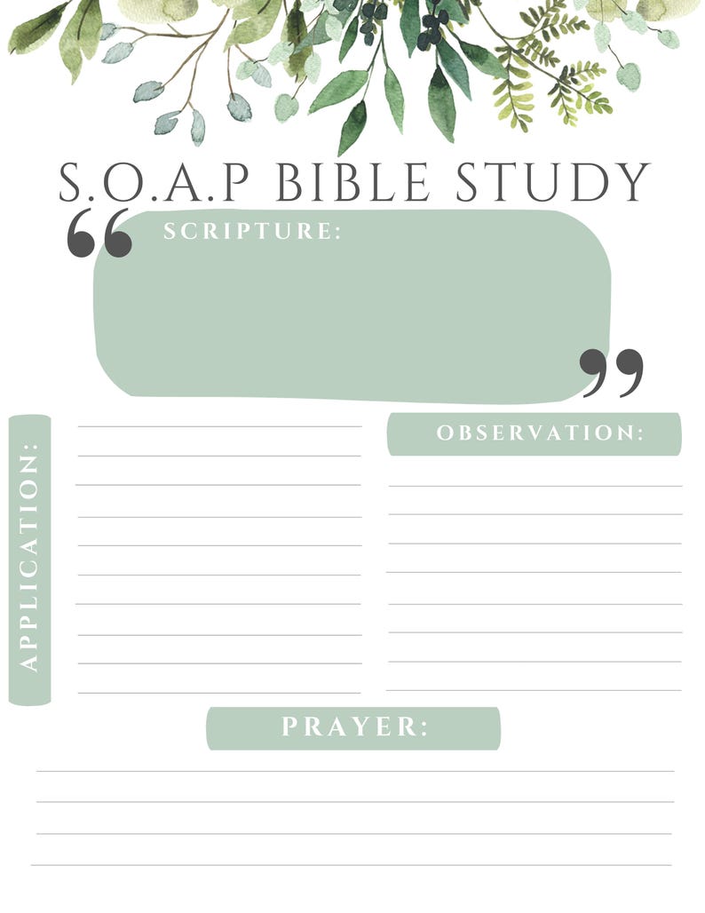 Printable SOAP Bible Study Template SOAP Study Method Bible Study ...