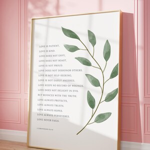 1 Corinthians 13:4-8 Love is Patient Love is Kind Bible Verse Print ...