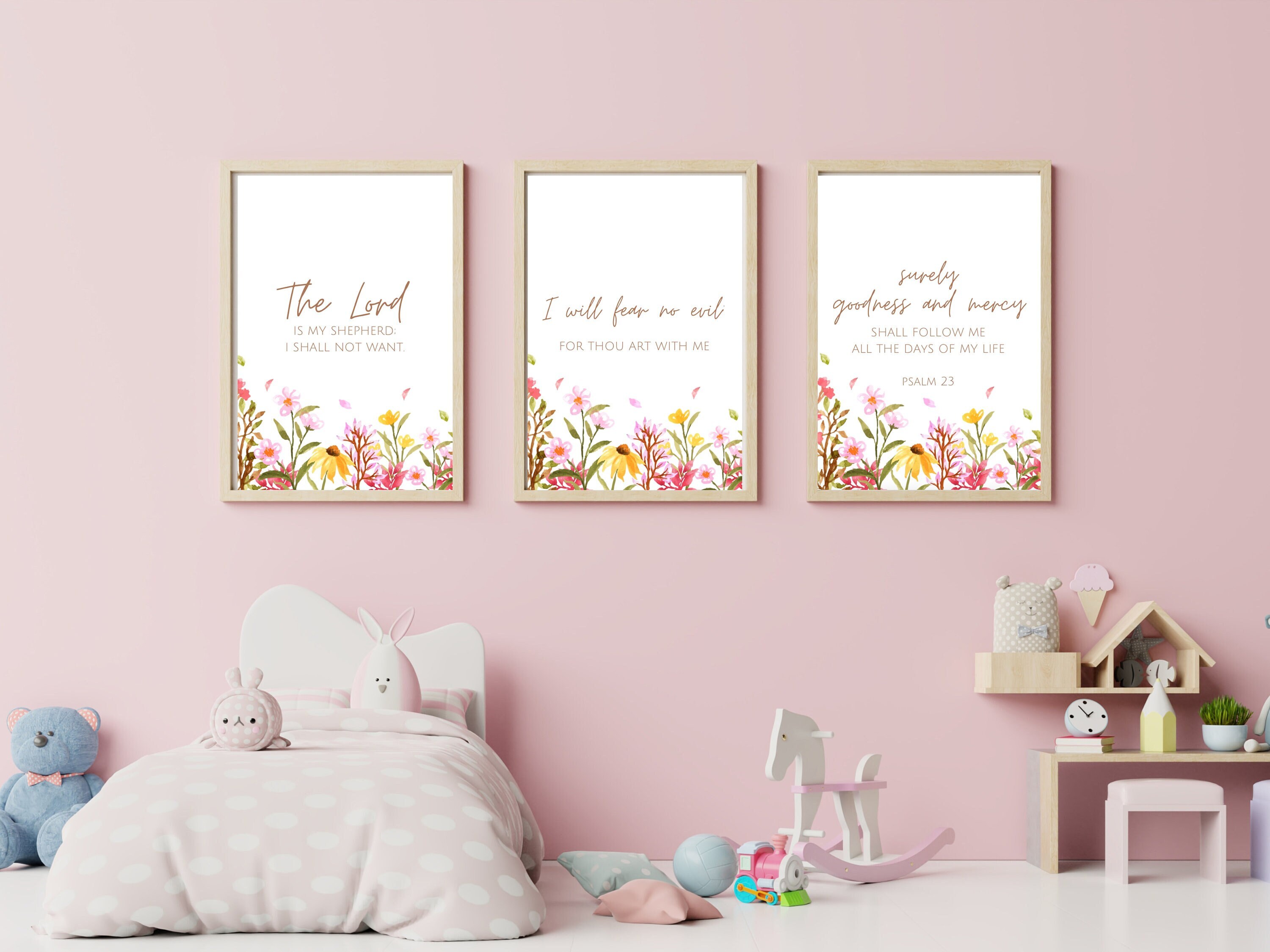 PSALM 23 WALL ART Christian Nursery Decor, Girl Nursery Wall Art ...