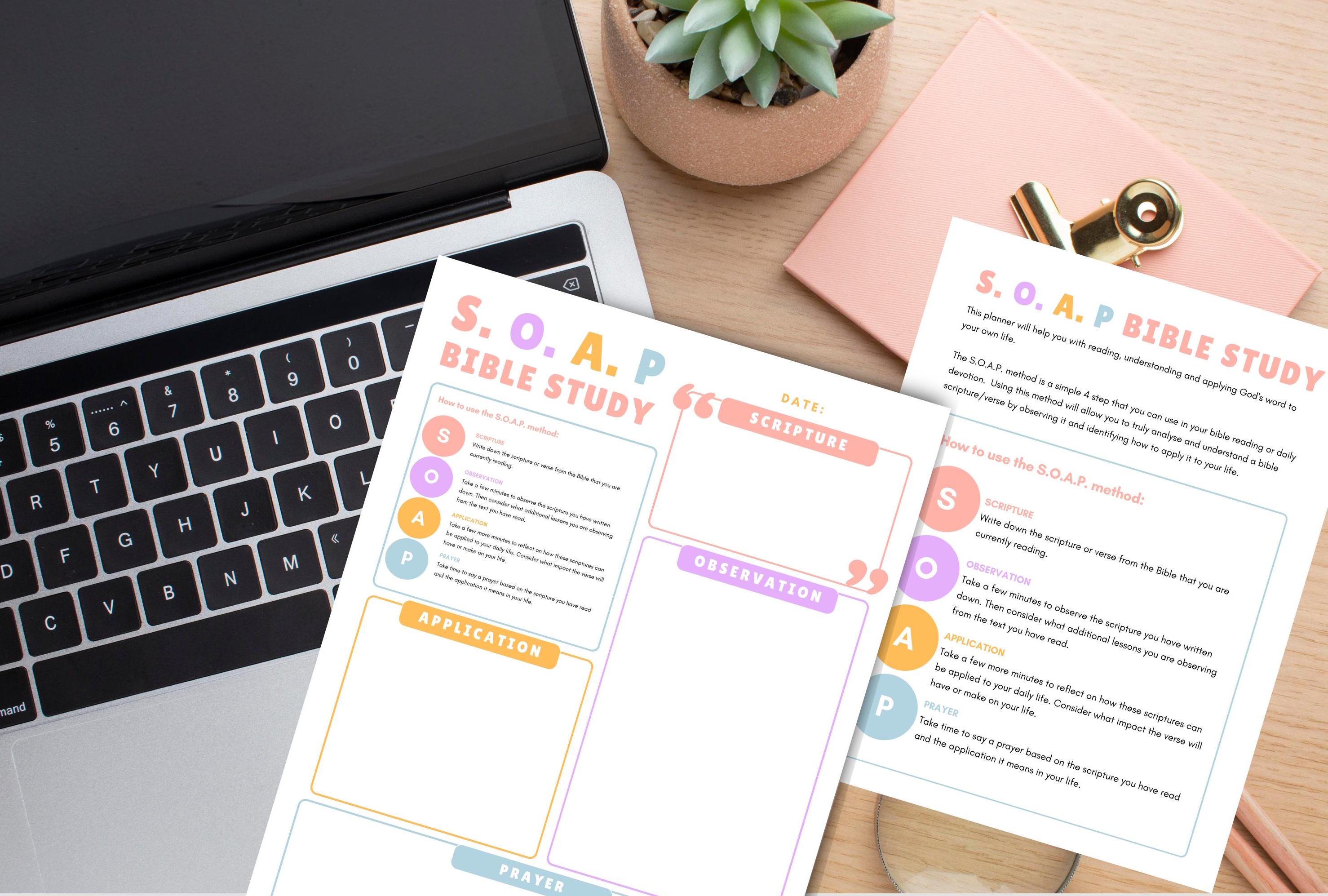 SOAP Bible Study Printable Template, Scripture, Observation ...