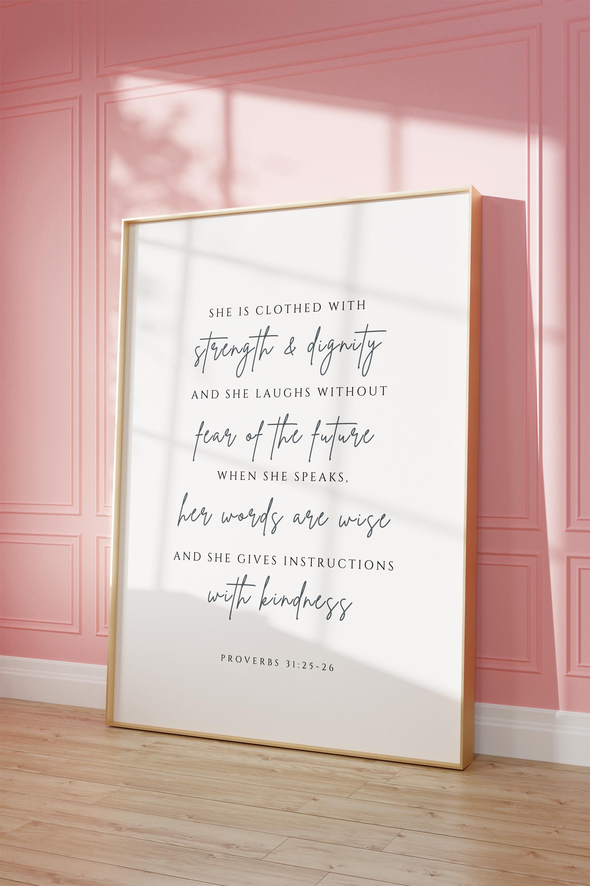 Proverbs 31:25-26 Christian Printable, Bible Verse Wall Art (digital ...