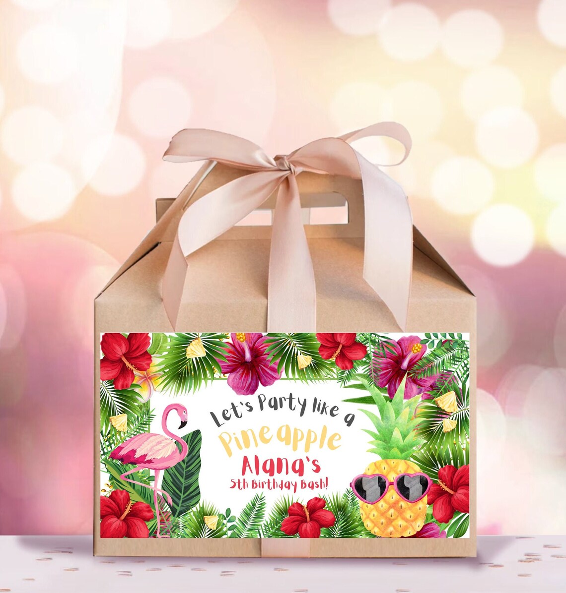Printable Editable Pineapple Birthday Party Aloha Birthday Gable Box ...