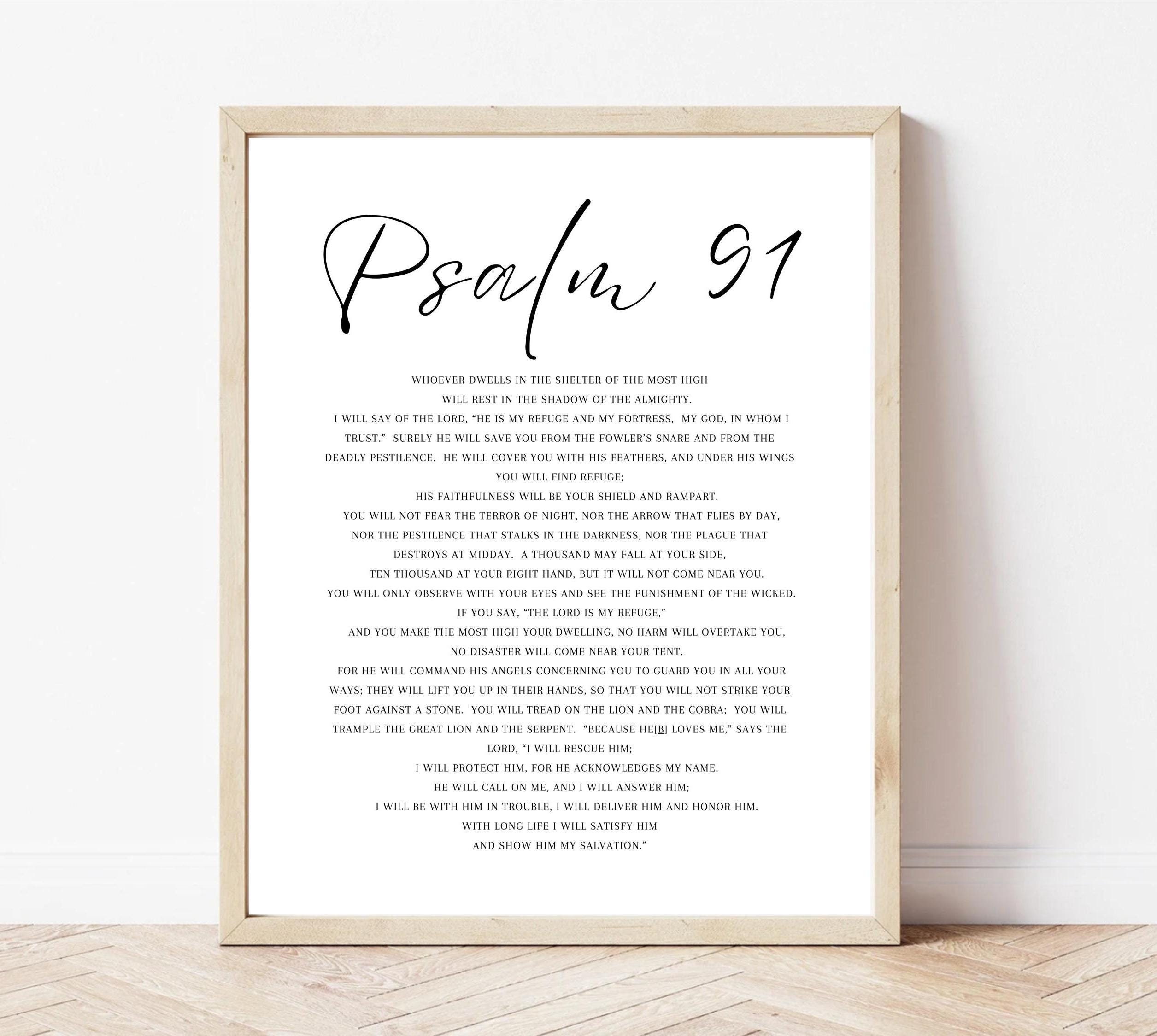 Psalm 91 Printable, Psalm 91 Wall Art, Bible Verse Printable, Christian ...