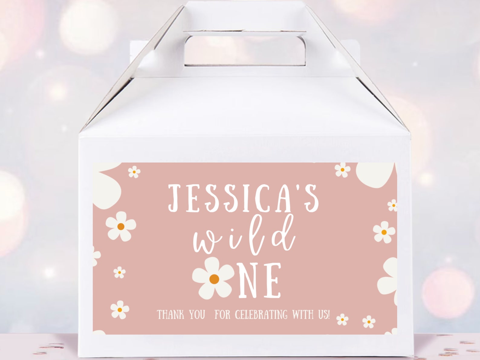 Daisy Wild ONE Birthday Gable Box Label Editable Pink Daisy - Etsy