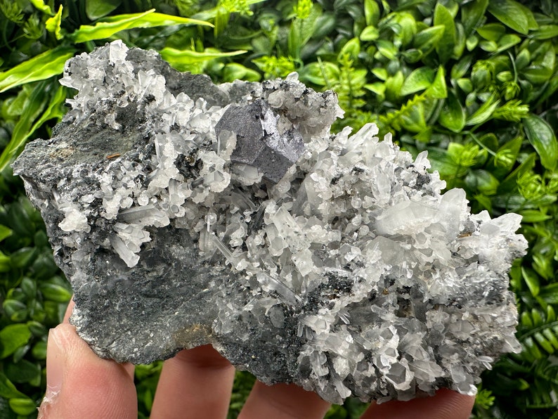 Aesthetic Specimen Galena on Transparent Quartz Whit Calcite - Etsy