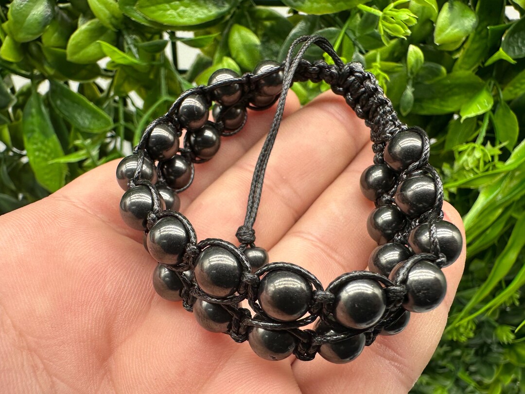 Shungite Bracelet Braided Made of Real Shungite Stone on a Tie With ...