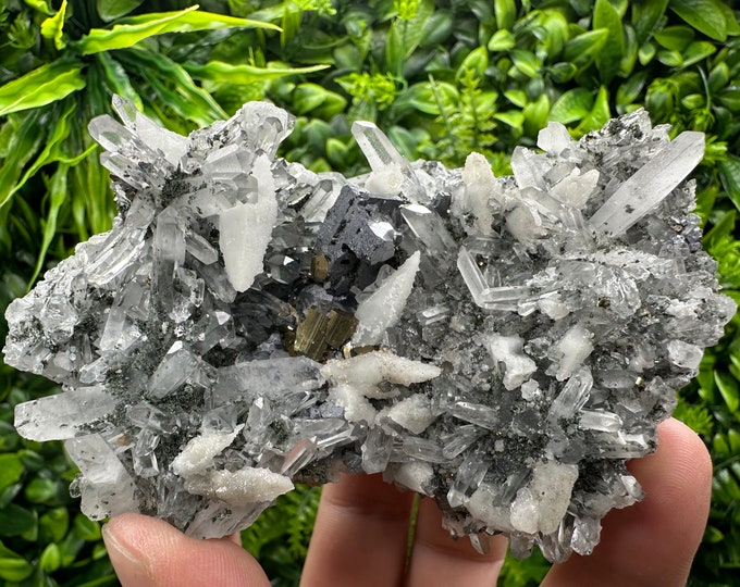 Wonderful Skeletal Galena,pyrite,calcite (fluorescent) on Transparent ...