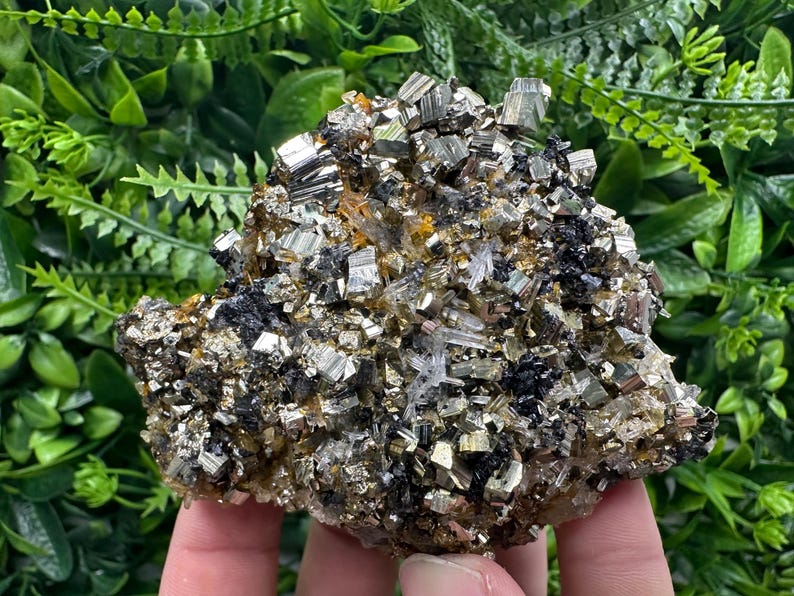 Rainbow Pyrite Cluster on Sphalerite Quartz, Borieva Mine Mineral ...