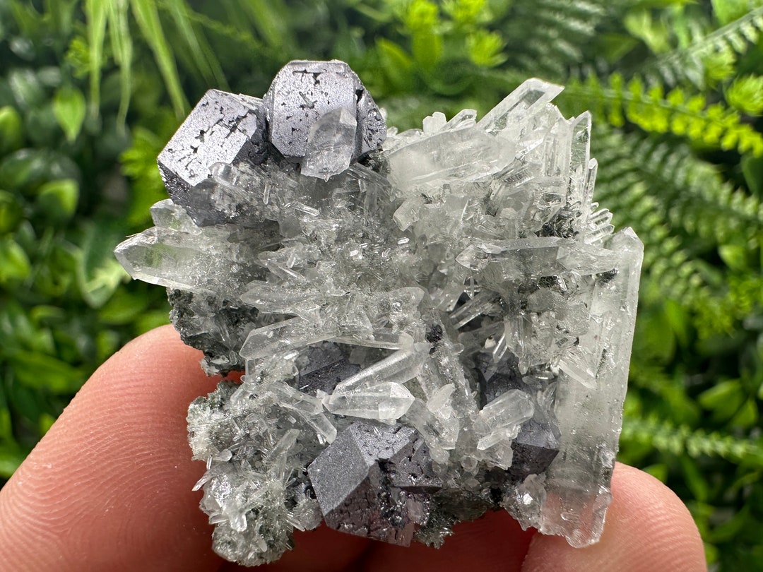 Wonderful Shiny Galena on Green Quartz Chlorite Inclusions,natural ...
