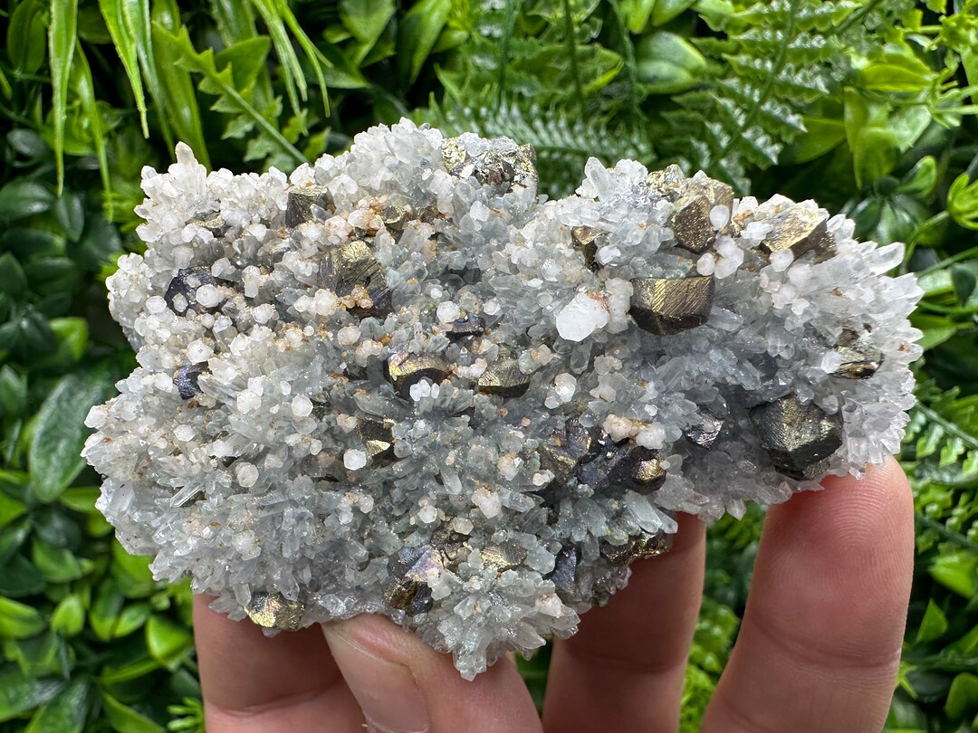 Amazing Two Generations Transparent Quartz Whit Golden Chalcopyrite ...