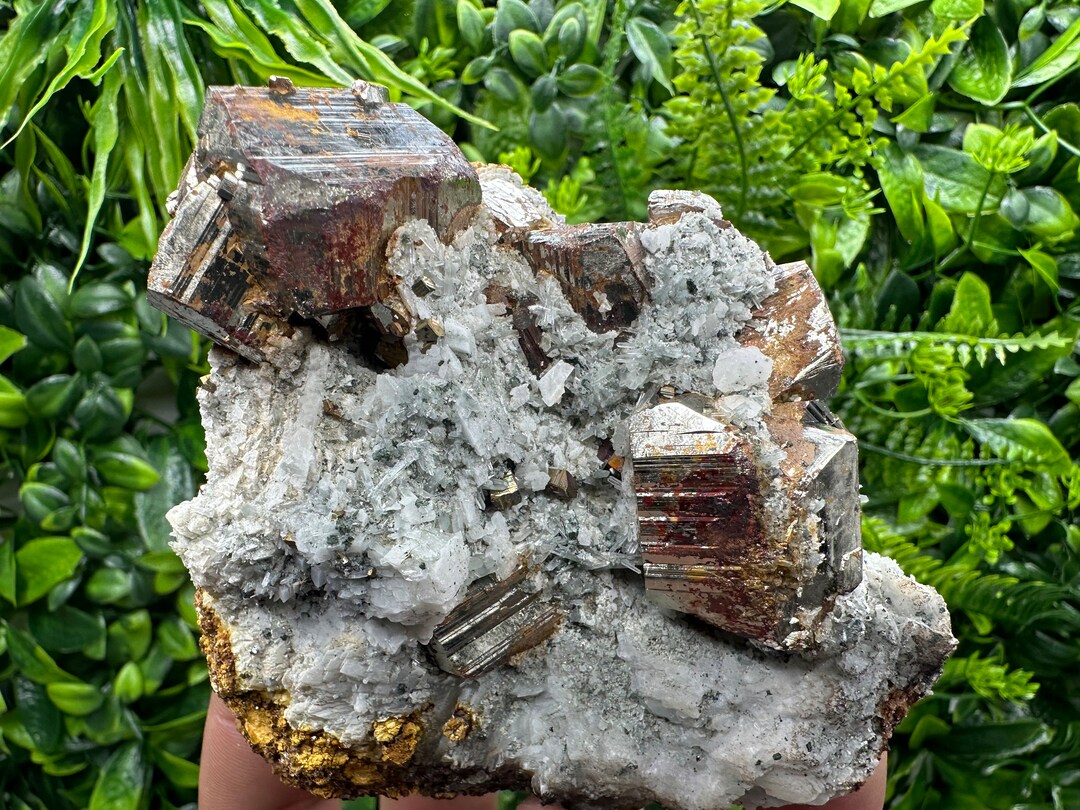 Incredible Pyrite Covered Whit Hematite on Calcite and Needle Quartz ...