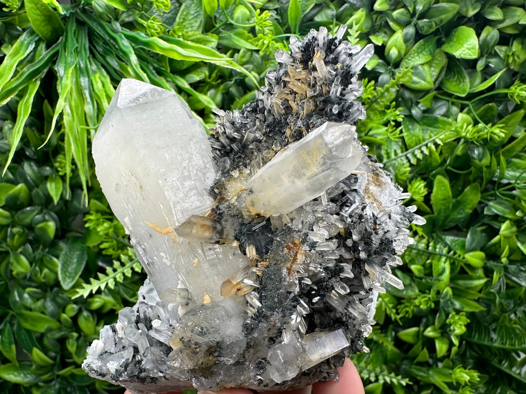Wonderful Two Generations Quartz Whit Chlorite and Iron Oxide Including ...