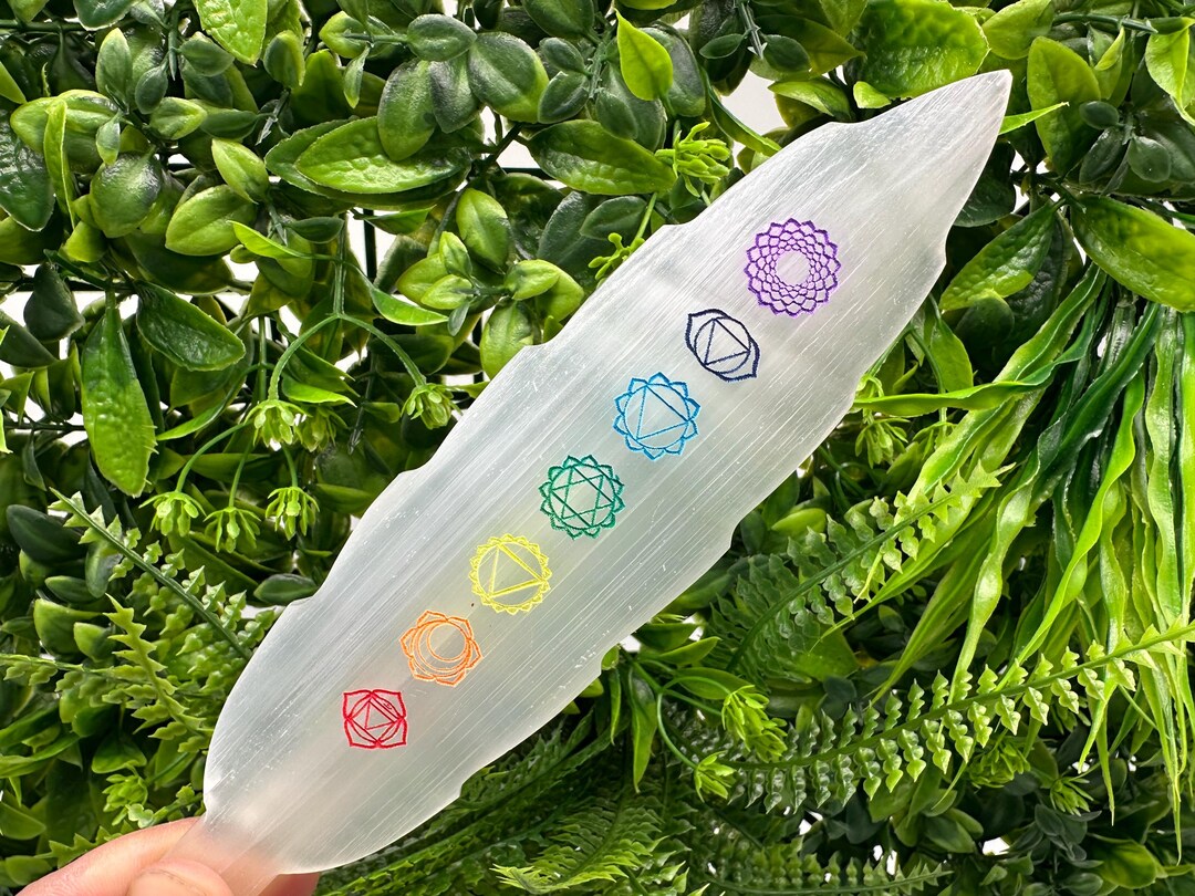 ONE(1) Selenite Chakra Charging Plate,cleansing Wand Bar, Selenite 7 ...