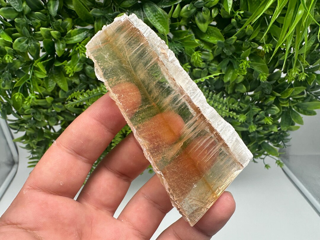Golden Phantom Selenite Slab: Utah Raw Crystal Wand - Etsy