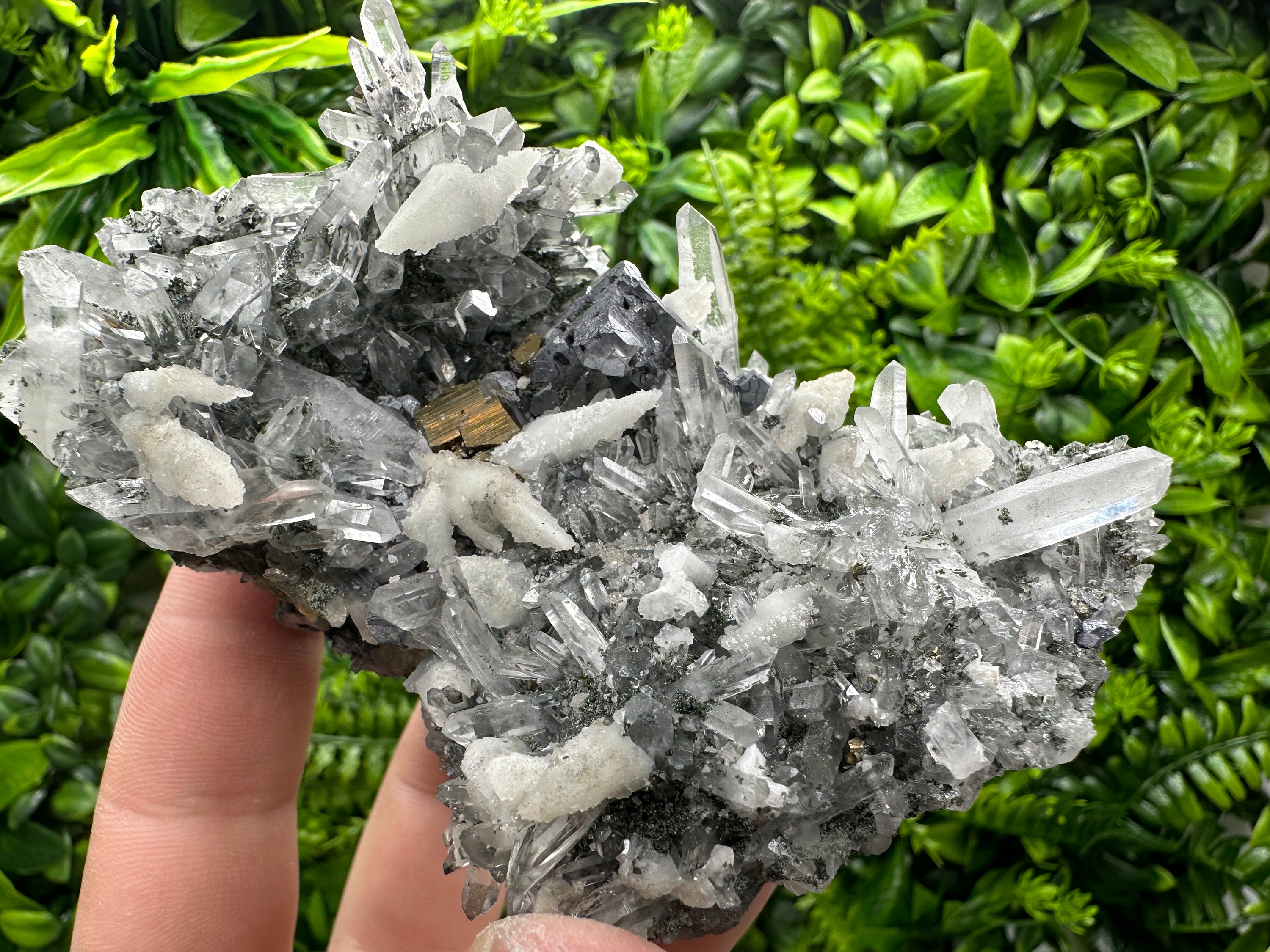 Wonderful Skeletal Galena,pyrite,calcite fluorescent on Transparent ...