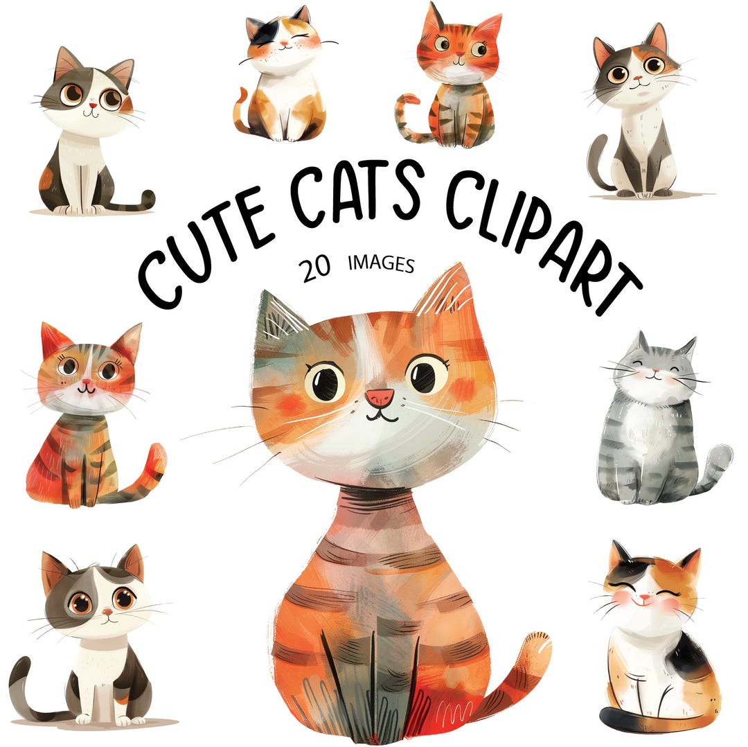 20cute Cat Cliparts, Pet Animals Clipart,20 High Quality Pngs,printable ...