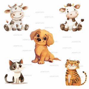 Cute Animal Clipart, Watercolor Cute Animal Clipart, Nursery Print ...