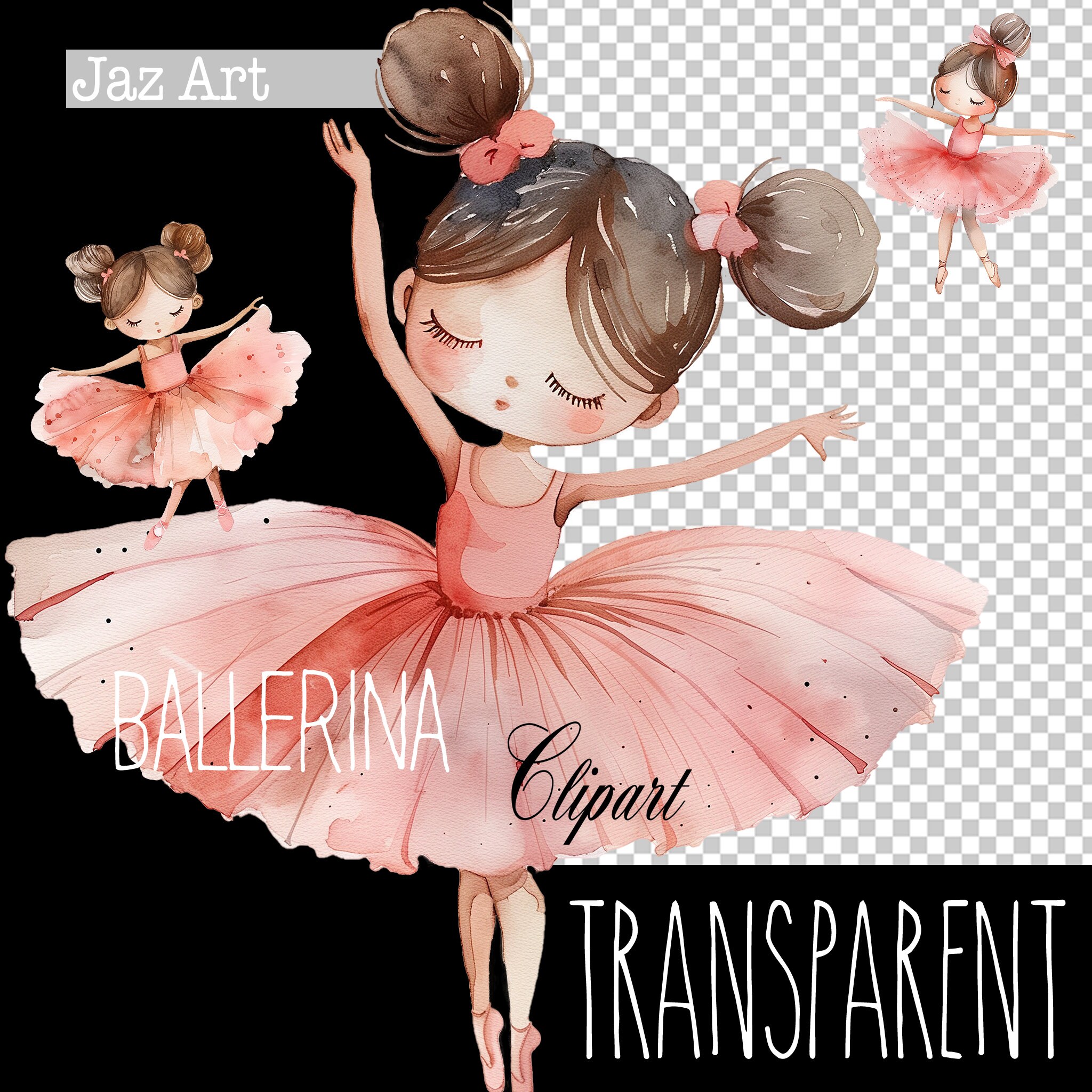 Watercolor Ballerina Clipart Set: Ballet PNG Images (commercial Use) - Etsy
