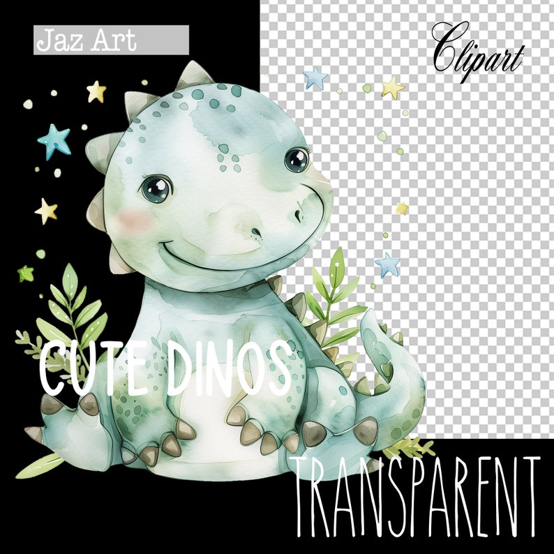 Watercolor Baby Dinosaur Clipart: Nursery PNG Images (digital Download ...