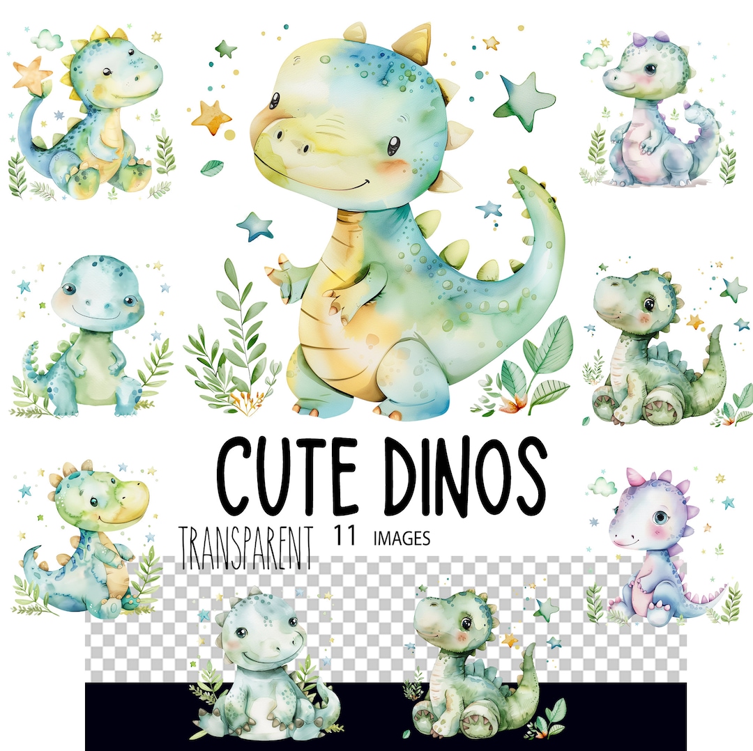 Watercolor Baby Dinosaur Clipart: Nursery PNG Images (digital Download ...