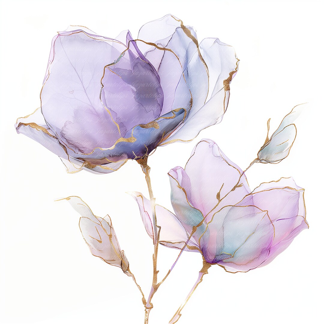 14 Abstract Watercolor Flowers Clip Art, Printable Clip Art, High ...