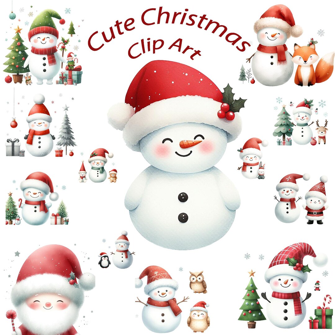 21 Cute Watercolor Christmas Clipart, Printable Watercolor Clipart ...