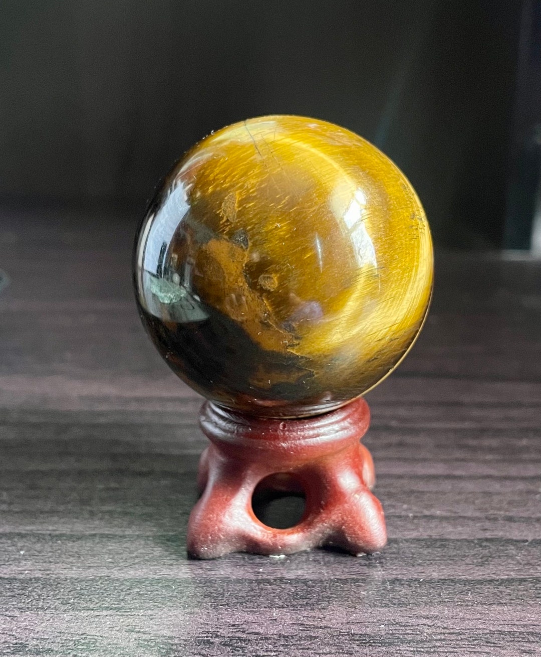 TIGER EYE Sphere With 46.2 Mm Free Wooden Stand - Etsy