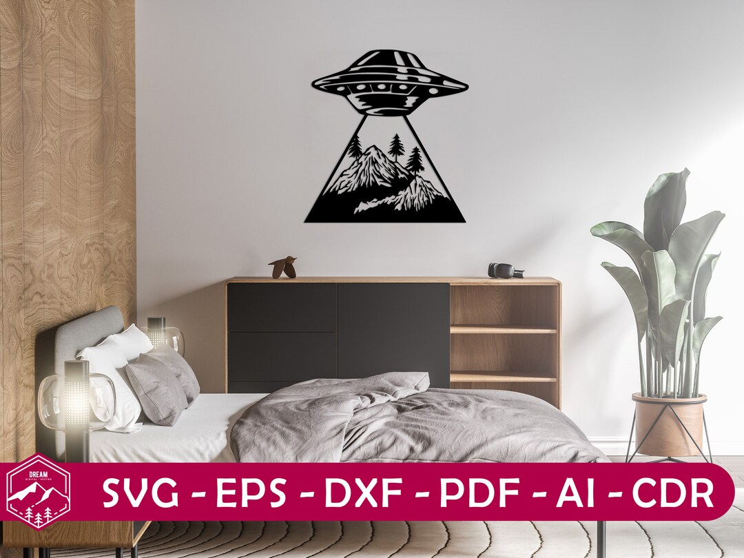 Ufo Wall Art Svg,dxf, Eps,ai,and PDF Files Digital Wall Art,plasma Cut ...