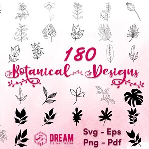 180 Botanical Svg Bundle Floral Svg flower Svg botanical - Etsy
