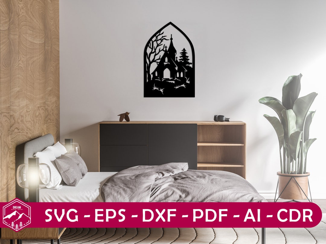 Church Digital Download File, Dxf, Eps,ai,pdf,svg Files - Digital Wall ...