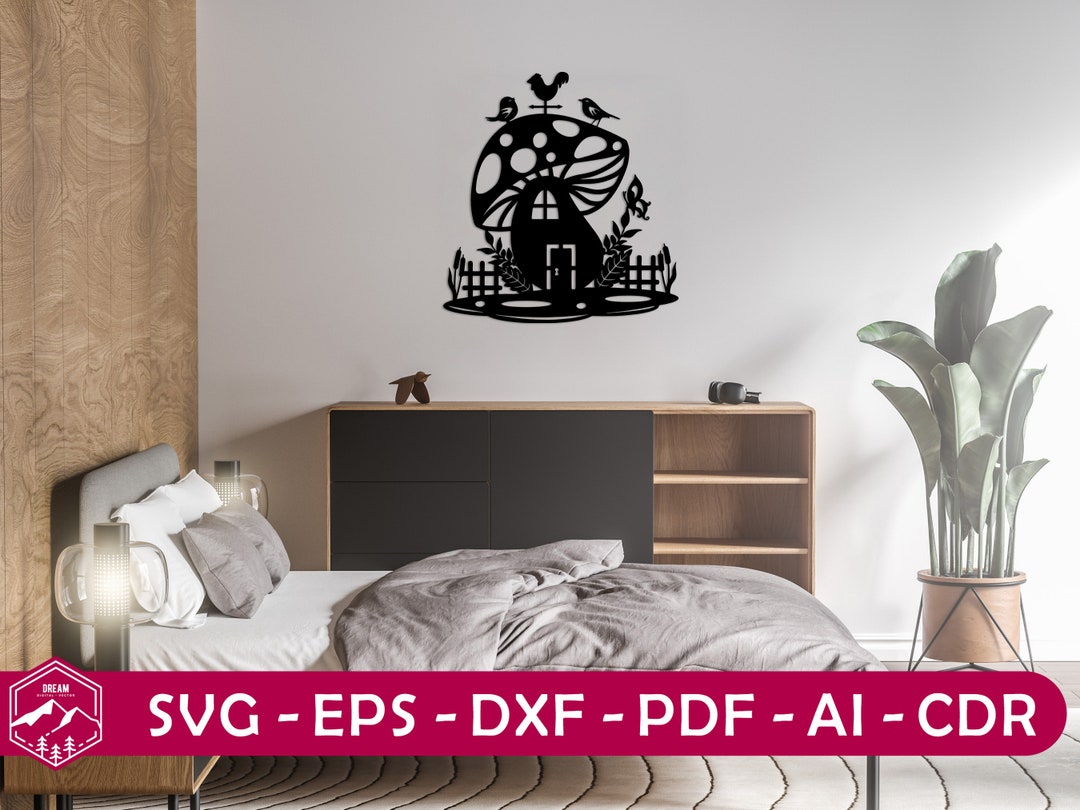 Mushroom Wall Art Svg,dxf, EPS,AI, PDF Files - Digital Wall Art,plasma ...