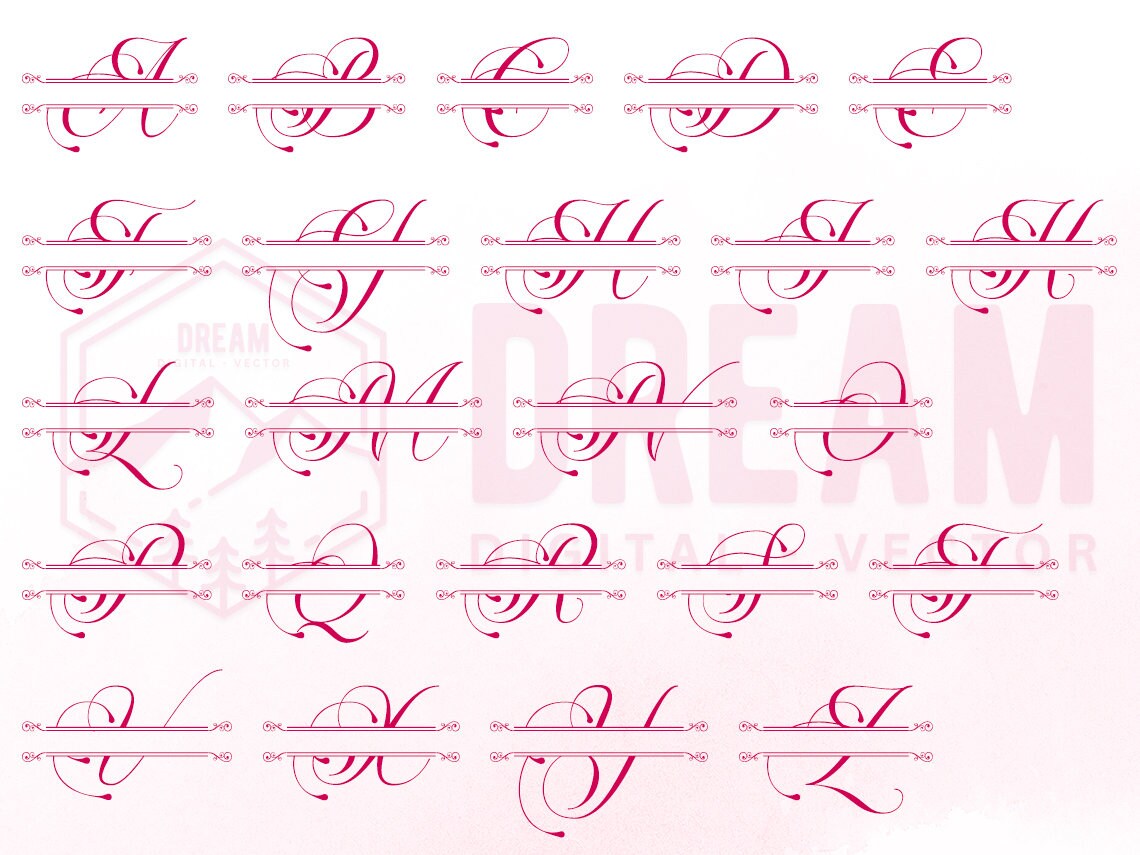 Monogram Alphabet Split SVG DXF PNG Cut File for Cricut - Etsy