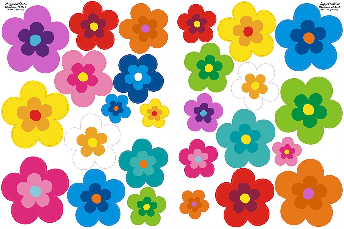 Hippie Flower Stickers, Car Stickers, Mini 15-set 5 - 26 Pieces ...