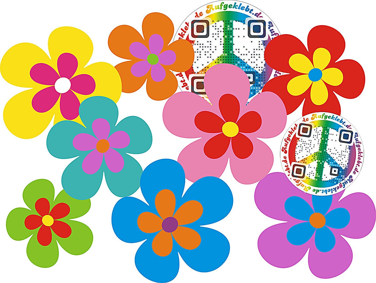 Hippie Flower Stickers, Car Stickers, Mini 08-set 5 - 26 Pieces ...