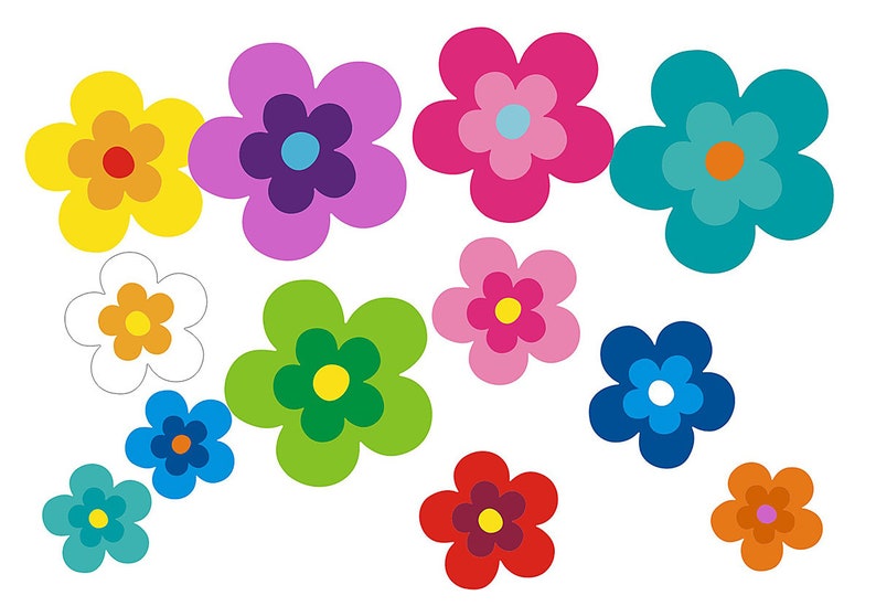 Hippie Flower Stickers, Car Stickers, Mini 15-set 5 - 26 Pieces ...