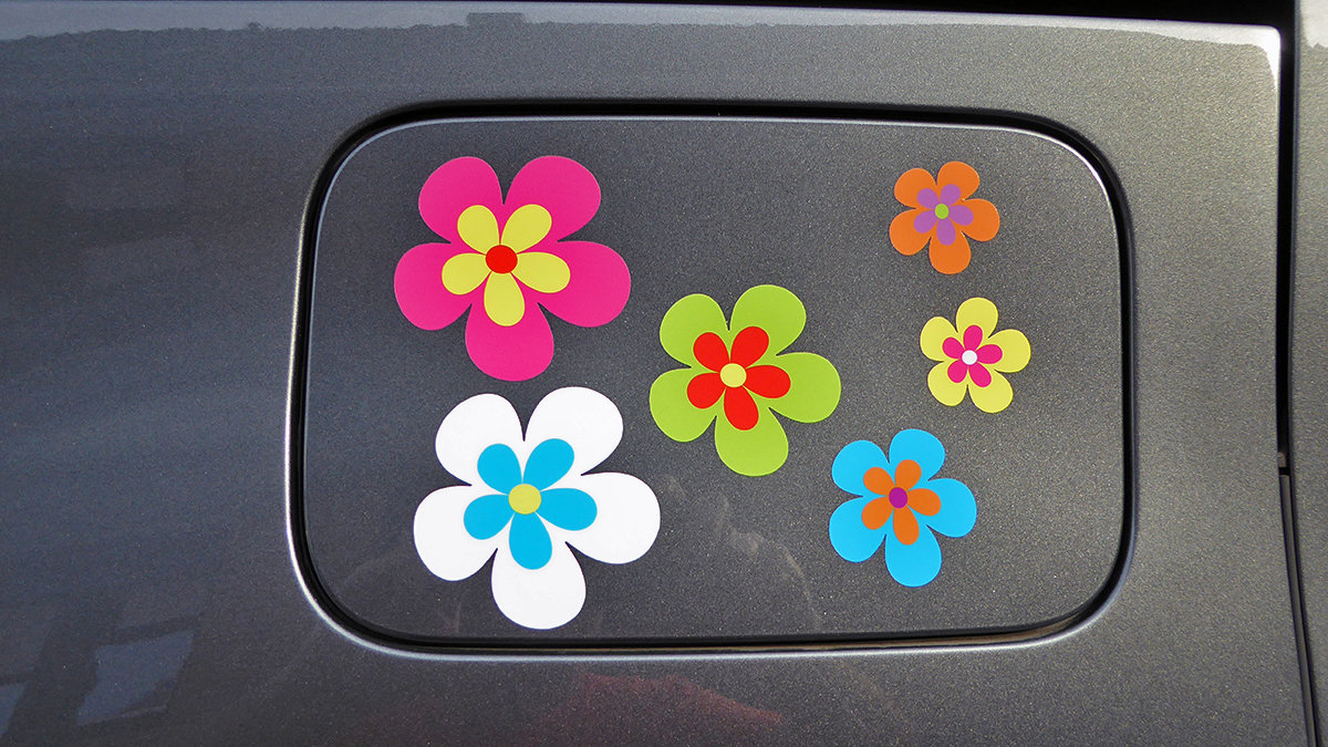 Autocollants de fleurs hippies, autocollants de voiture, mini 08 ...