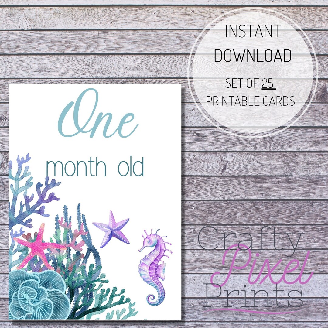BABY MILESTONE CARDS, Under the Sea, Ocean Animals, Printable Milestone ...